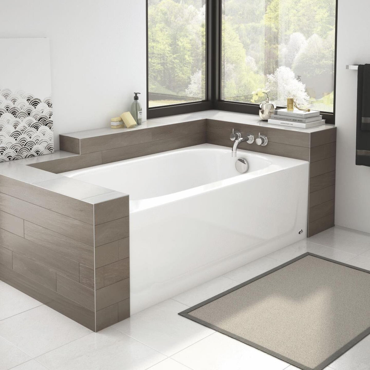 Briggs Pendant 54 54 In. L x 30 In. W x 15 In. D Right Drain Bathtub in ...
